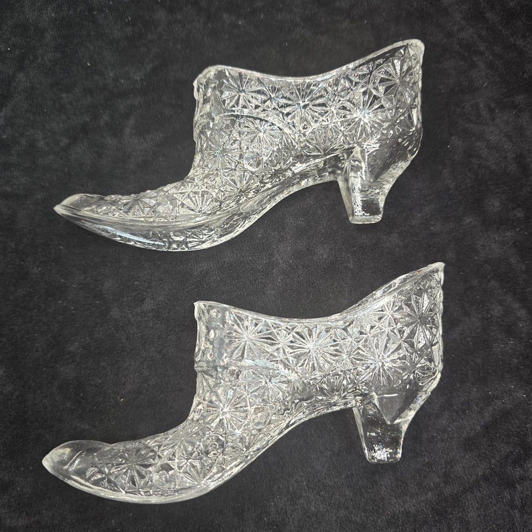 Vintage Crystal Glass Slippers (pair), Fenton - Etsy