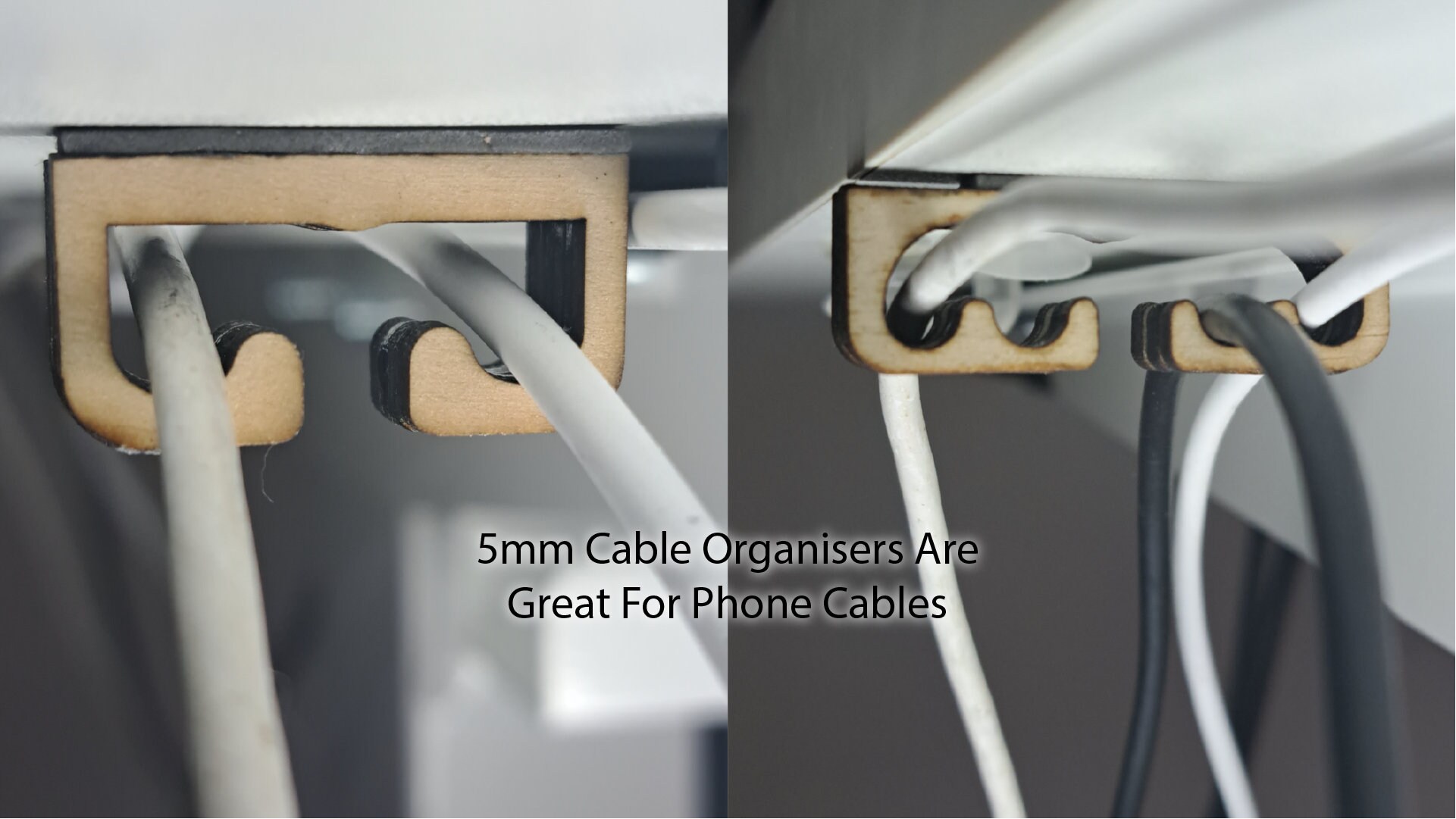 Under Desk Cable Organiser Fit for Phone / Computer Cables 5mm / 10mm ...