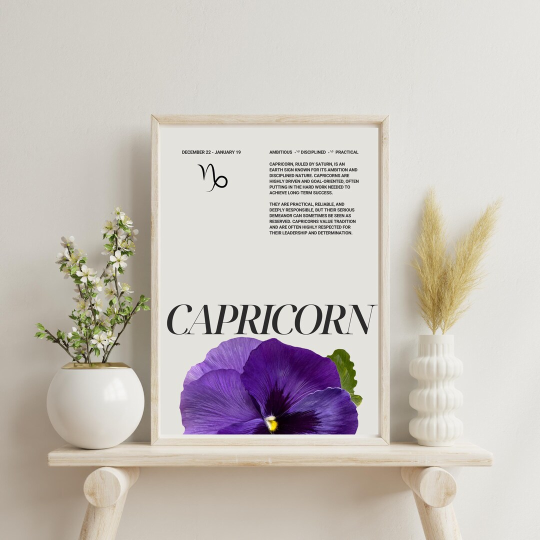 CAPRICORN PRINT, Zodiac Print, Digital Art Print, Zodiac Poster ...