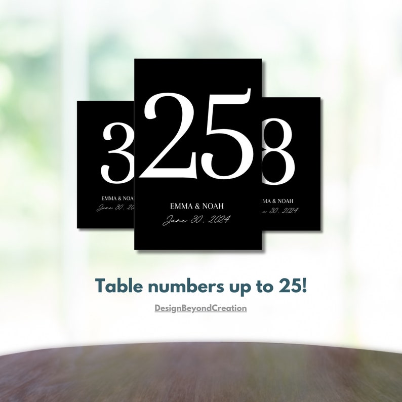 Wedding Table Numbers, Printable Photo Table Numbers, Editable Table ...