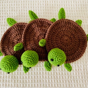 Cute Crochet Turtle Coasters, Tortoise Coaster, Turtle Mug Rug, Table ...