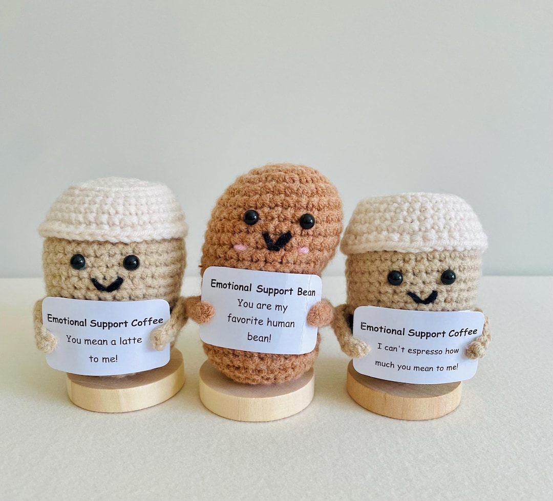 Crochet Coffee Bean Coffee Cup: Handmade Emotional Support Desk Buddy - Etsy