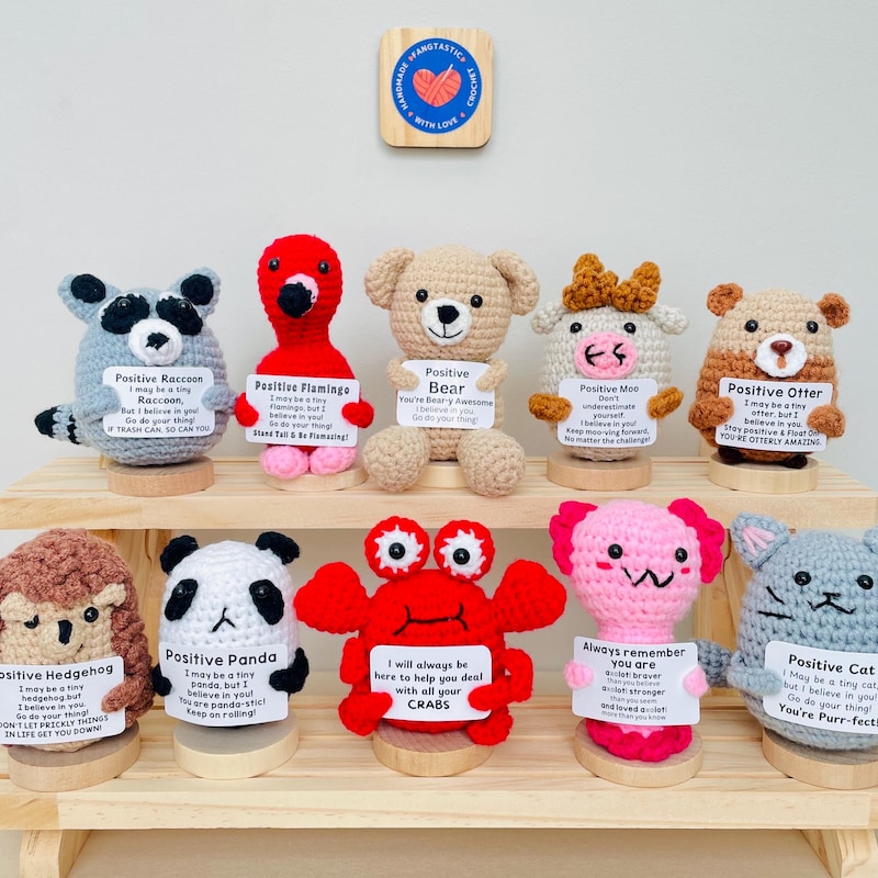 Crocheted Animals With Positive Messages - Etsy