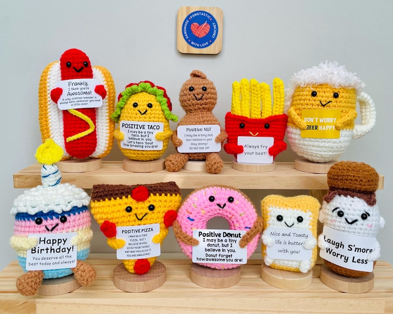 Crochet Positive Cake Pudding Cookie Coffee Tea for Staff Cowoker ...