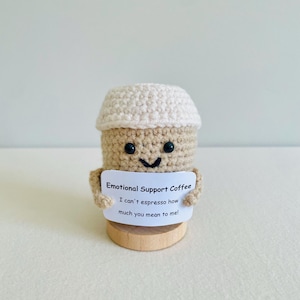 Crochet Coffee Bean Coffee Cup: Handmade Emotional Support Desk Buddy ...