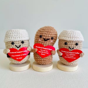 Crochet Coffee Bean Coffee Cup: Handmade Emotional Support Desk Buddy ...
