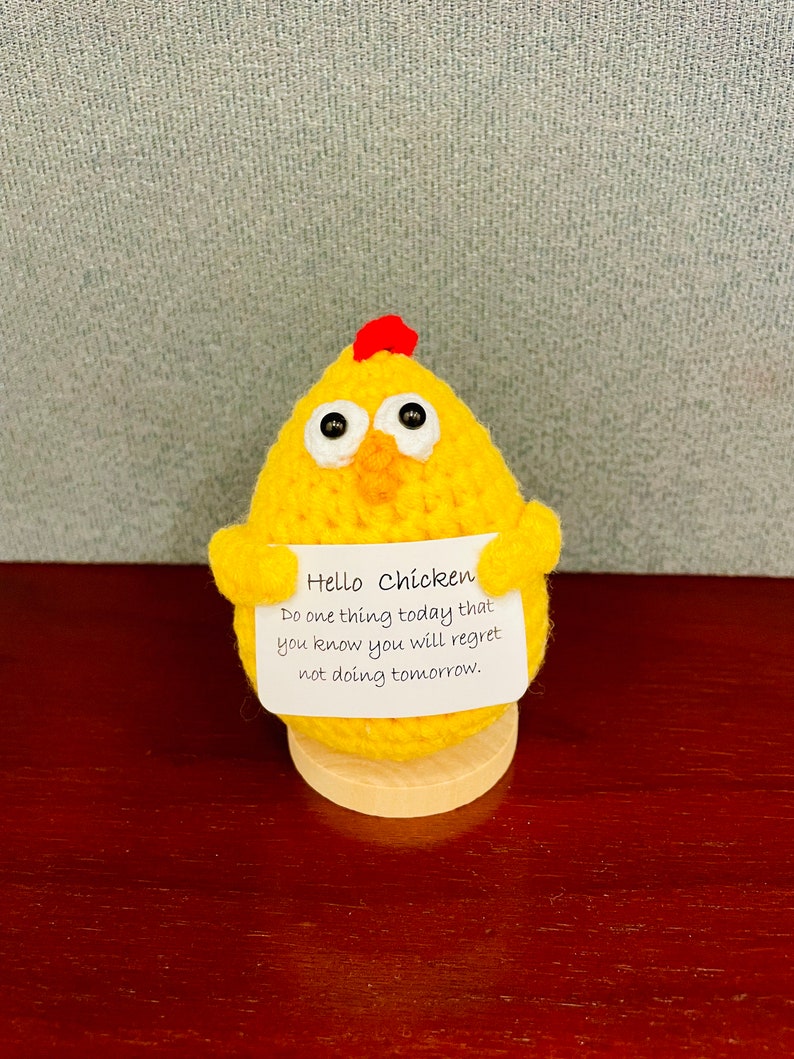 Emotional Support Chicken Cute Crochet Mabel Chicken Personalized Desk ...