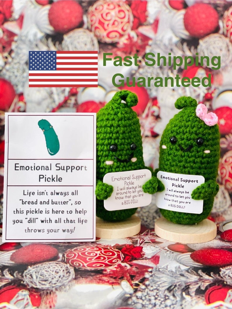 Emotional Support Pickle Cute Positive Crochet Pickle White - Etsy Canada