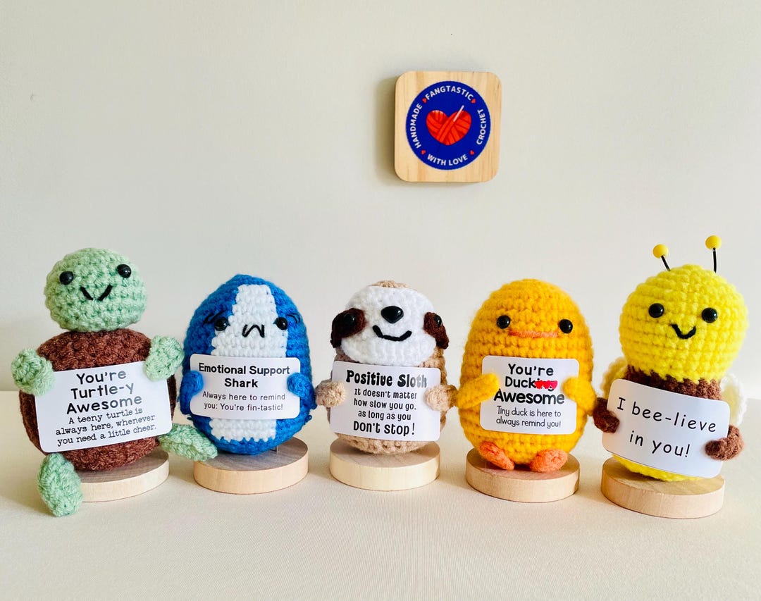 Crochet Emotional Support Animal: Handmade Desk Decor, Positive Gift - Etsy