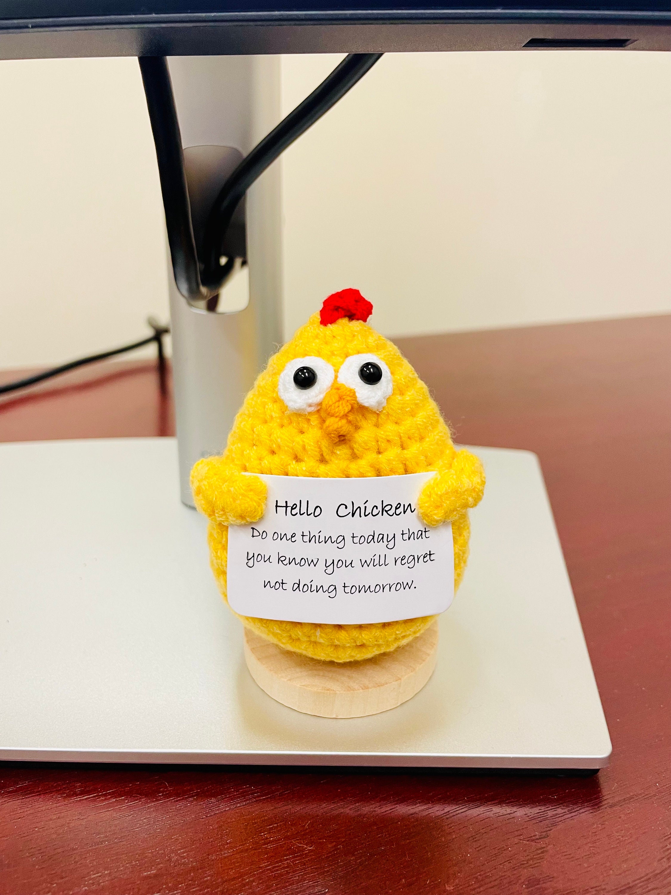 Emotional Support Chicken Cute Crochet Mabel Chicken Personalized Desk ...