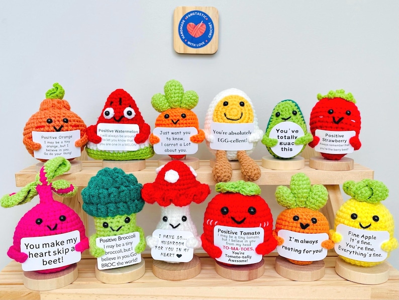 Crochet Positive Fruits and Vegetables: Handmade Emotional Support Desk ...