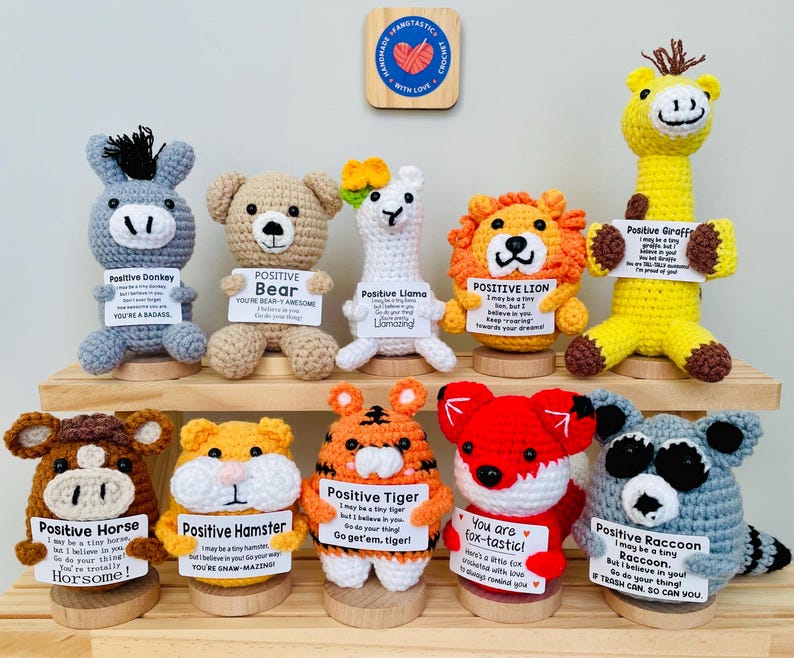 Crochet Emotional Support Animal Desk Buddy: Inspirational Positive ...