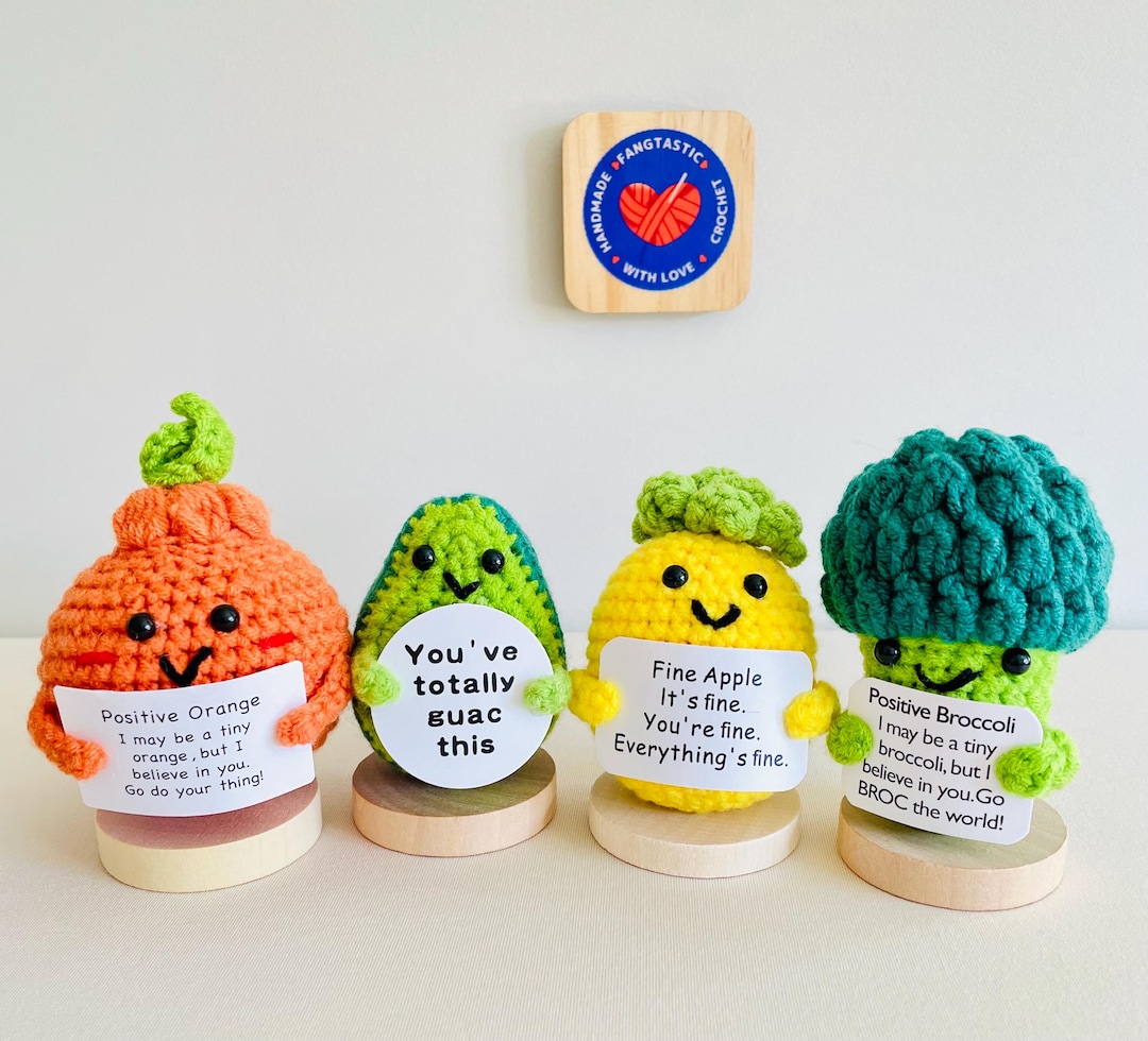 Crochet Positive Food Amigurumi: Emotional Support Desk Decor - Etsy