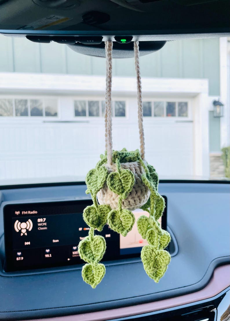Crochet Christmas Tree Car Hanging: Holiday Rearview Mirror Decor - Etsy