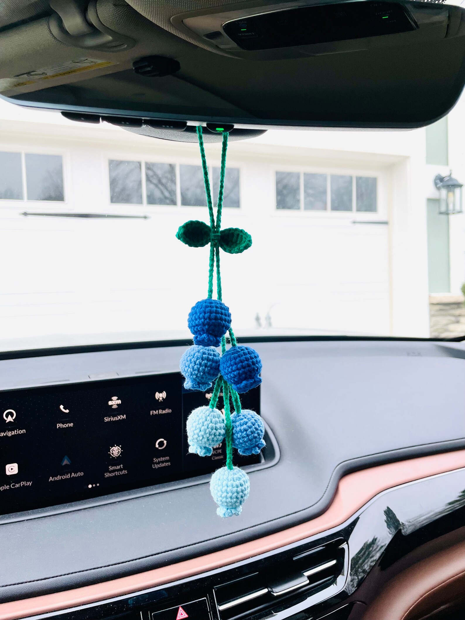 Crochet Blueberry Car Hanging Plant: Rearview Mirror Decoration - Etsy