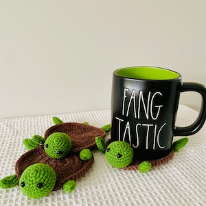 Cute Crochet Turtle Coasters, Tortoise Coaster, Turtle Mug Rug, Table ...