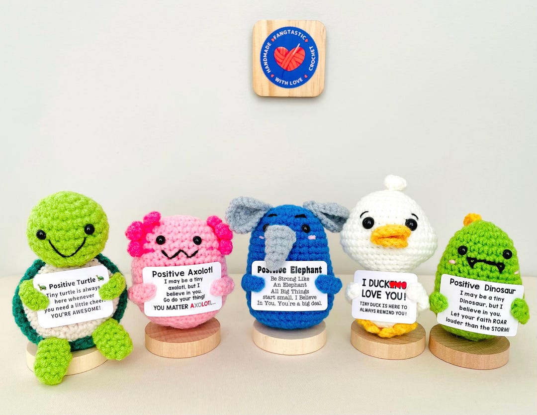 Crochet Positive Animal Desk Buddy: Handmade Emotional Support Gift - Etsy