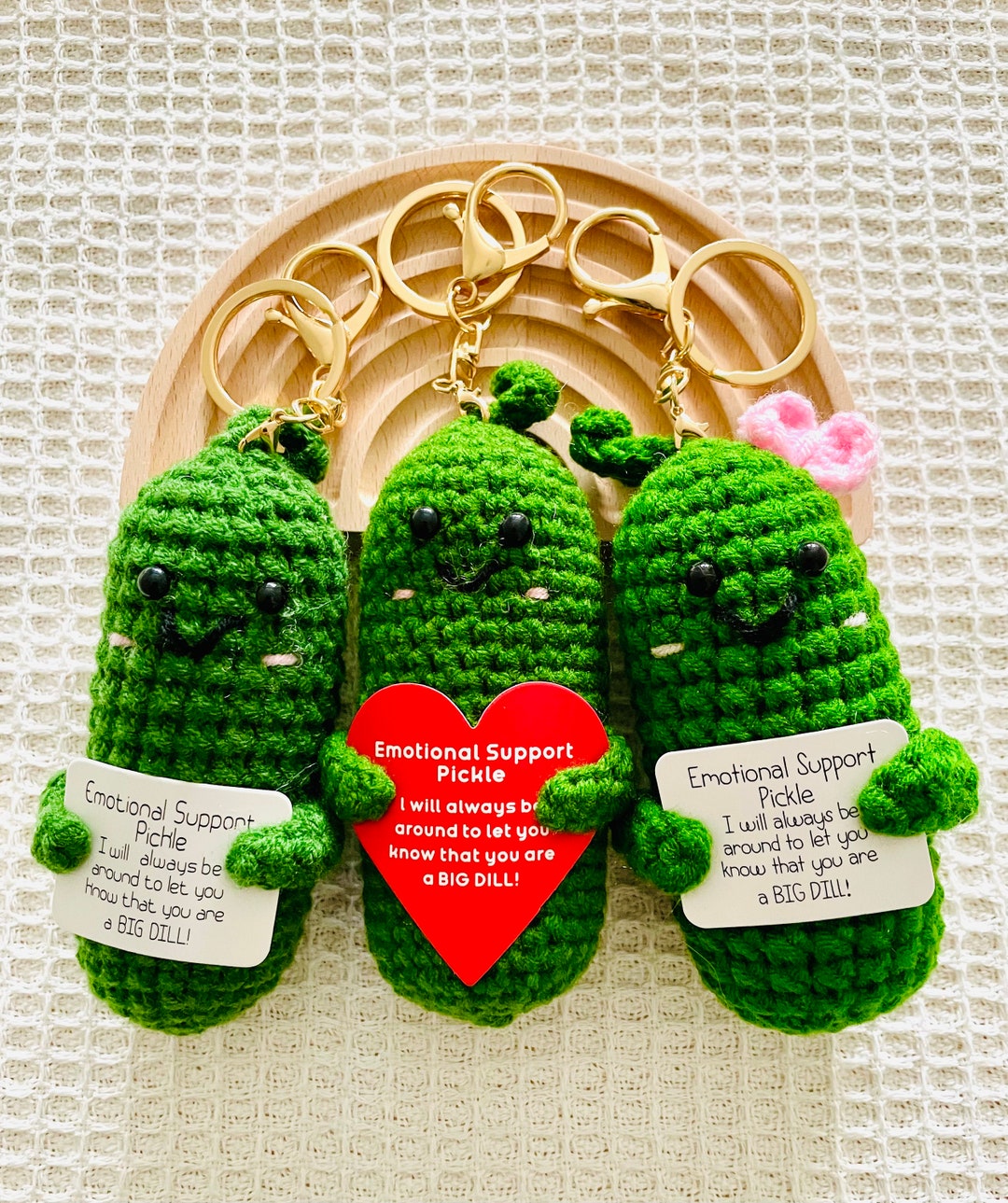 Emotional Support Pickle Key Charm, Crochet Pickle Bag Charm, Cute ...