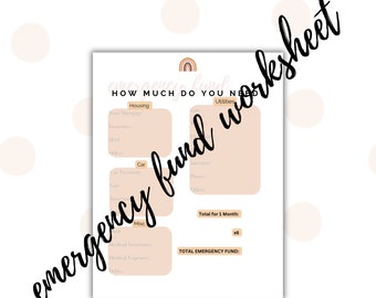 Printable Emergency Fund Worksheet, Blue - Chart for Building an ...
