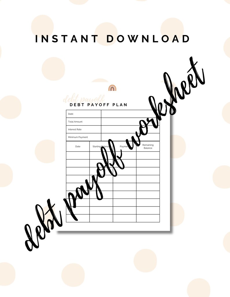 Printable Debt Payoff Worksheet - Etsy