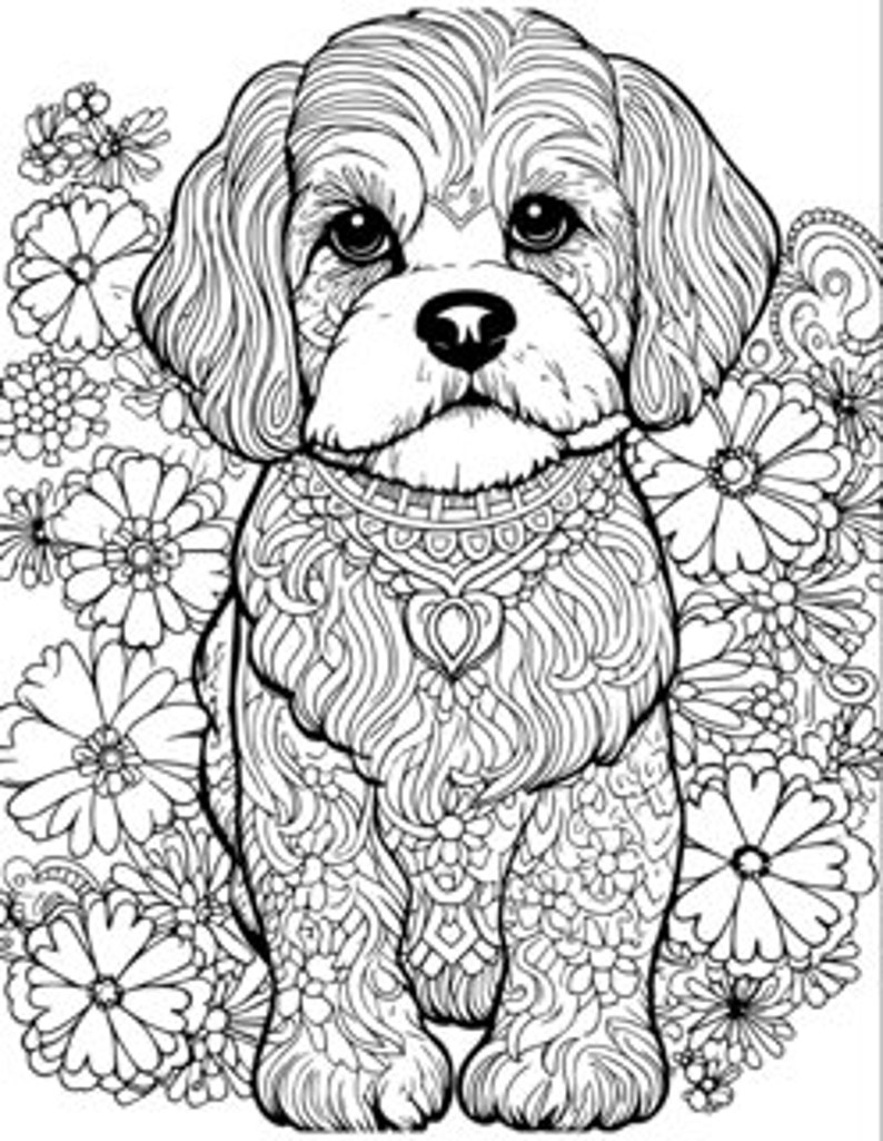 Animal and Flowers Coloring Pages - Etsy