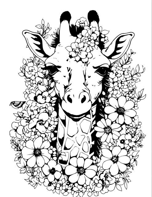 Animal and Flowers Coloring Pages - Etsy