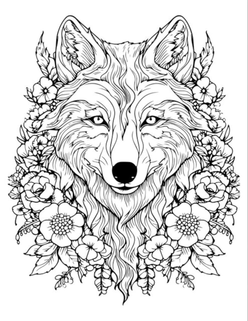 Animal and Flowers Coloring Pages - Etsy