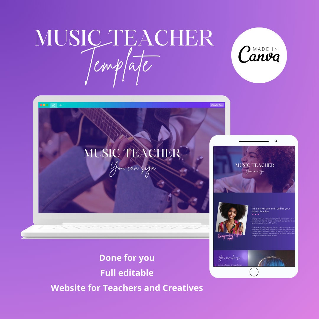 Music Teacher Website Canva Template. Website for Entrepreneurs ...