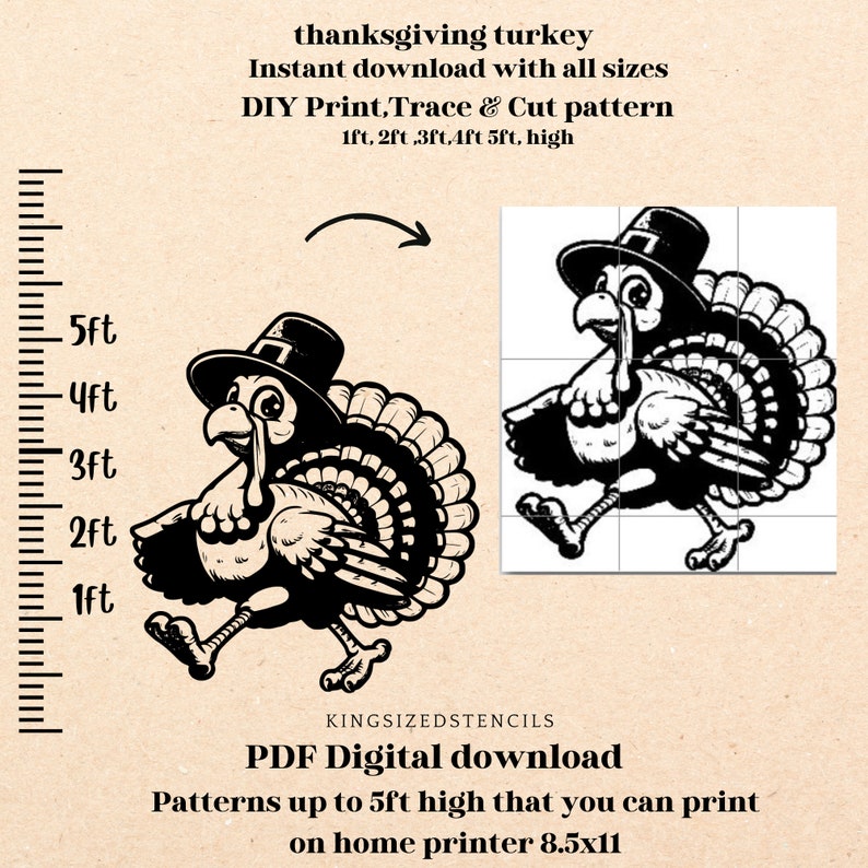 1 to 5ft Turkey, Decal, Party Backdrop, Thanksgiving, Decor, Yard Art ...