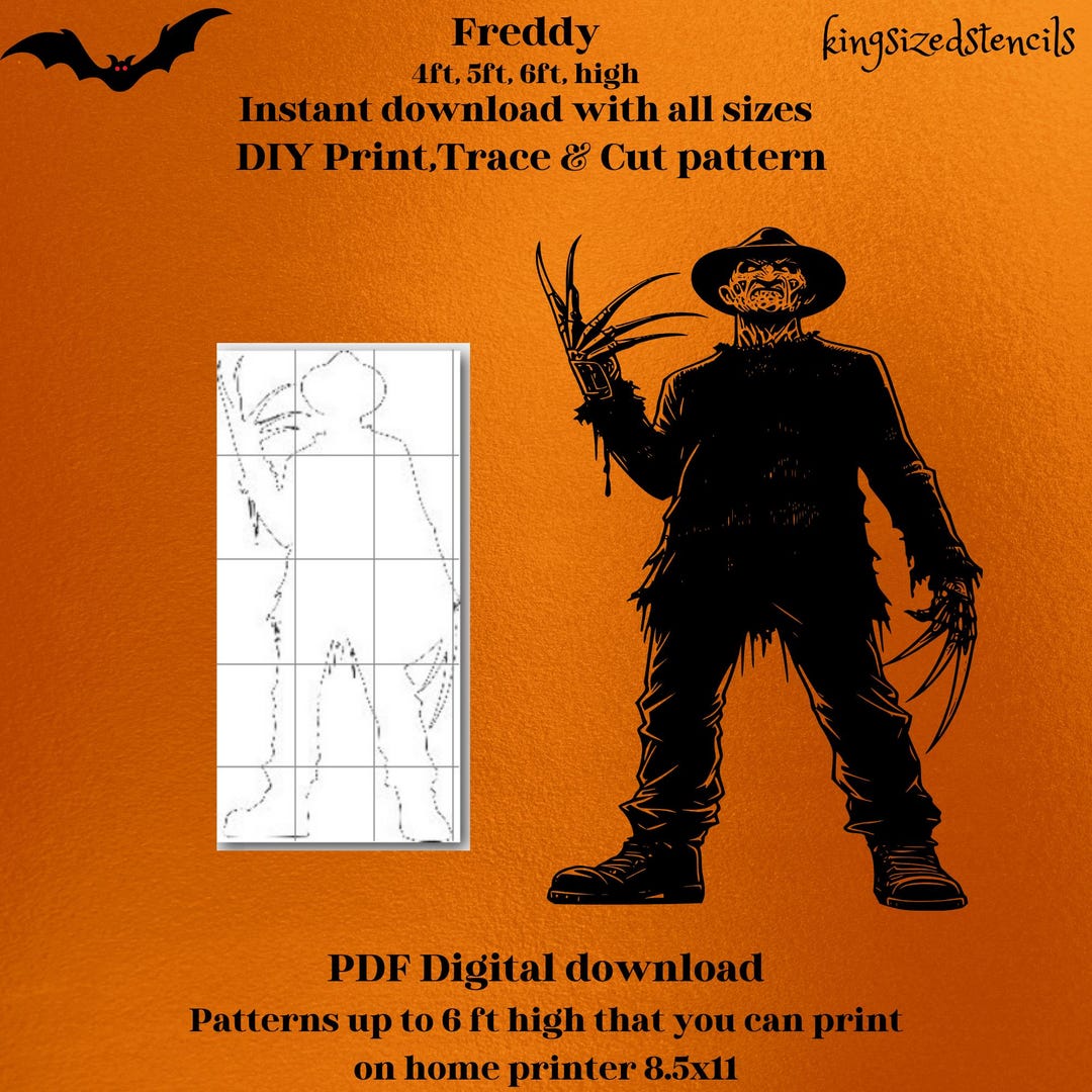 4ft to 6ft High Slasher, Halloween, Party, Freddy, DIY, Decor, Backdrop ...