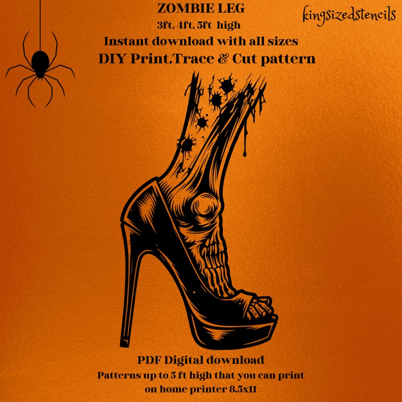 3ft to 5ft High Heel Zombie Leg , Decal, Backdrop, Craft, Halloween ...