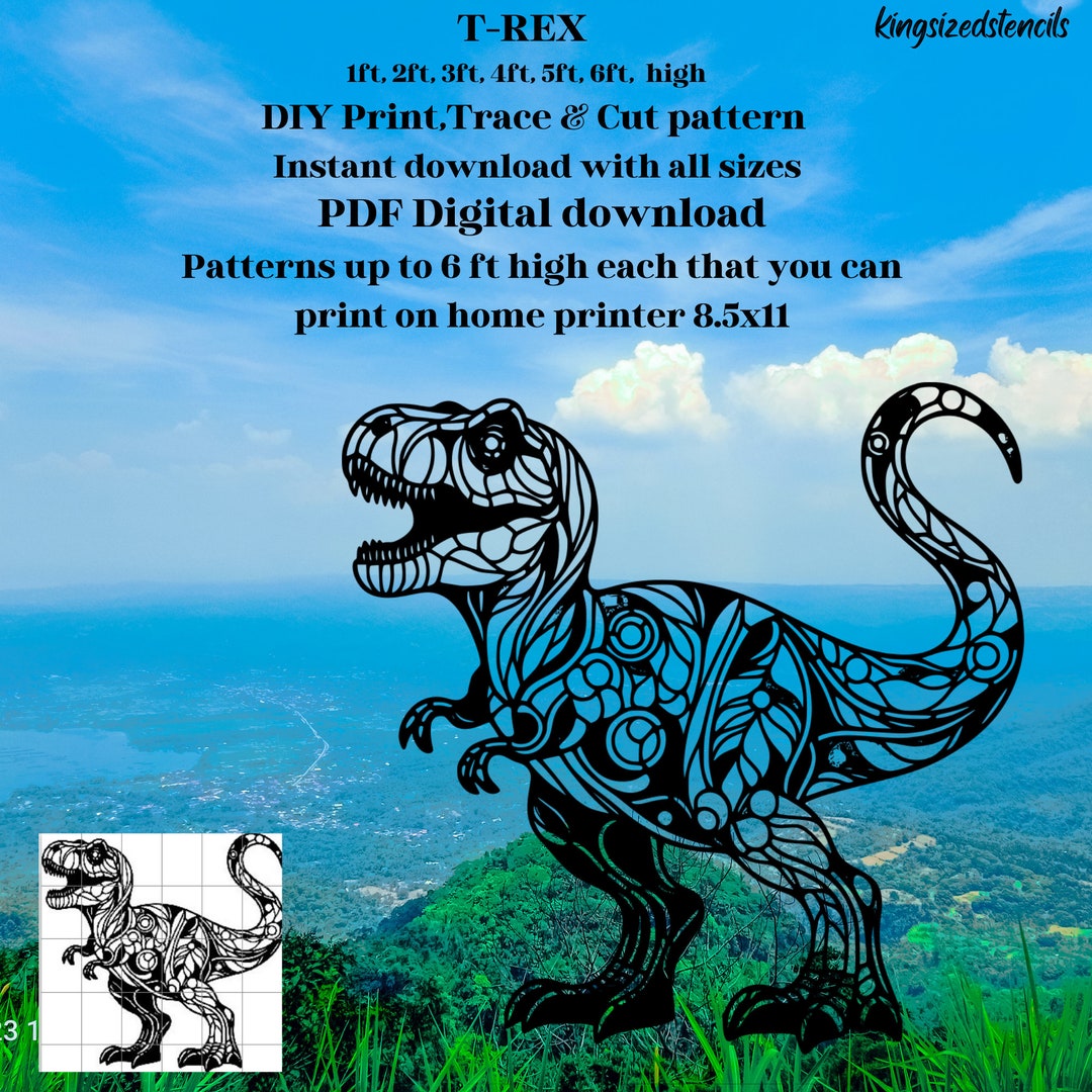 1 to 6ft T REX, Party Backdrop ,DIY, Nature, Yard Art, Dinosaur ...