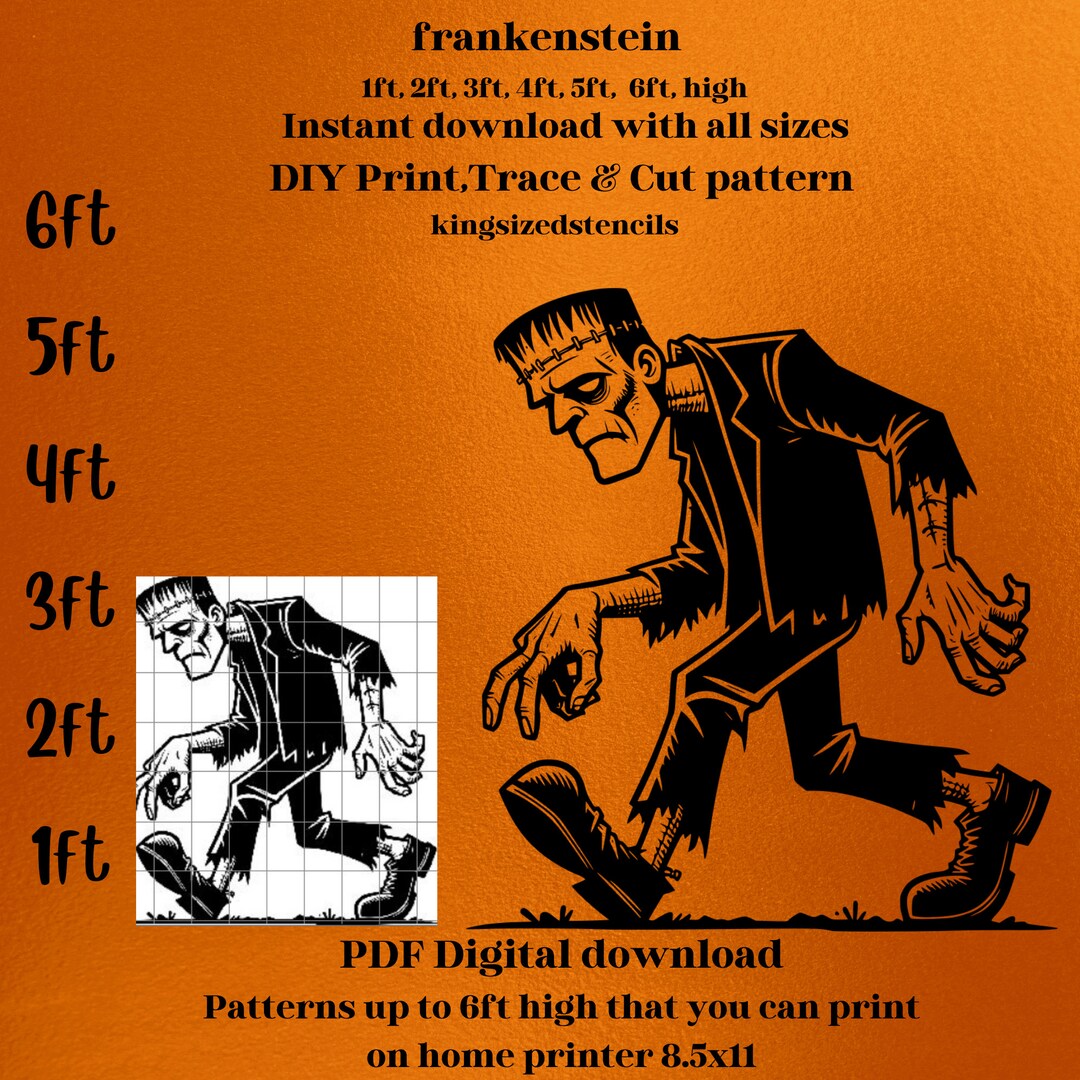 1 to 6ft Frankenstein , Decal, Party Backdrop, Halloween, Decor, DIY ...