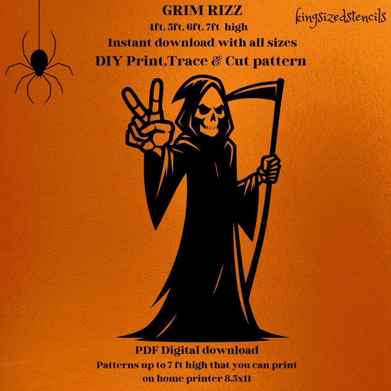 4ft to 7ft Grim Reaper, Decal, Party Backdrop, DIY, Decor, Yard ...