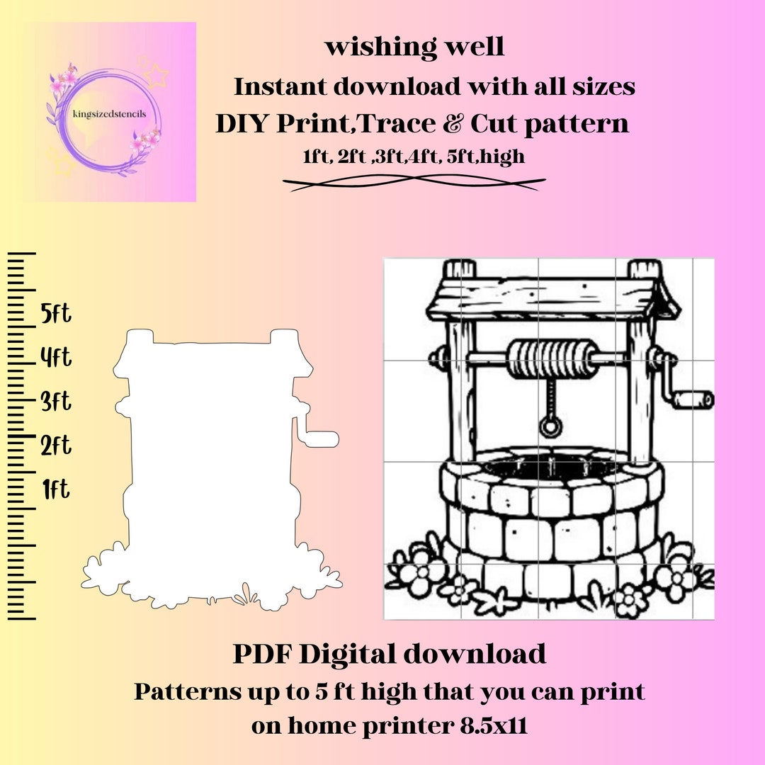 1 to 5ft Wishing Well, Decal, Party Backdrop, Wish, Decor, Yard Art ...