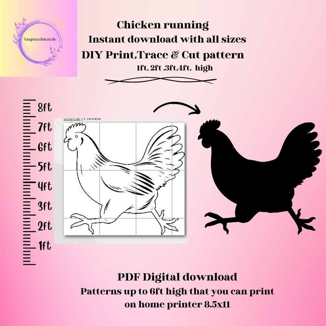 1 Ft to 4ft Life Size Rooster Pattern ,farm,easter,chicken Silhouette ...