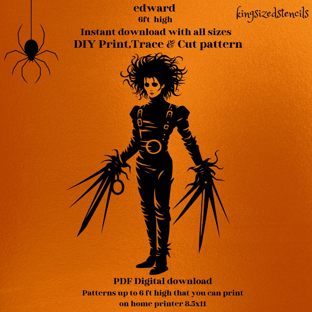 6ft High Edward, Halloween Party, Backdrop, Decor, Yard Art, Craft ...