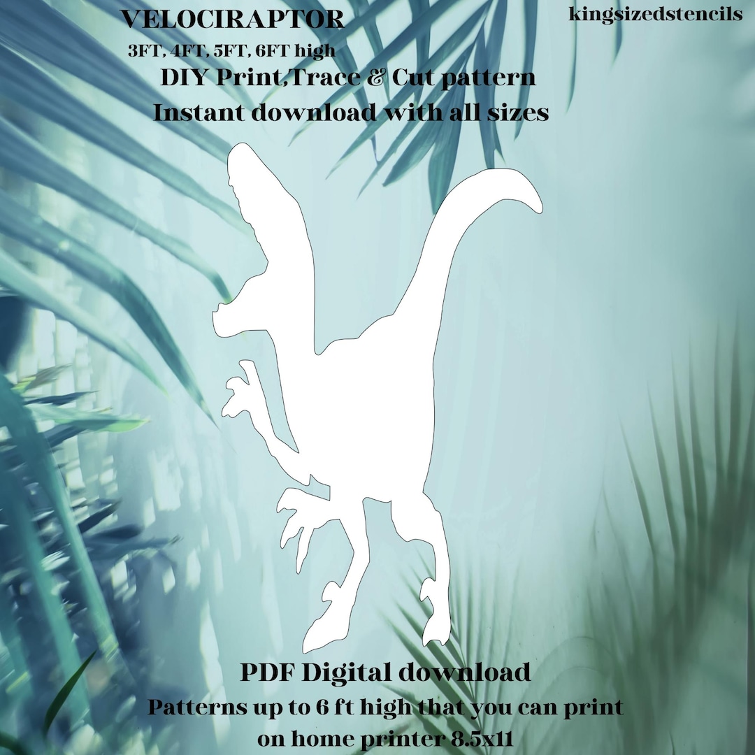 3ft to 6ft Velociraptor , Garden, Decor, Dinosaur, Yard Art, Craft, DIY ...