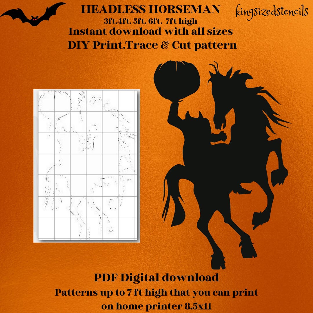 3ft to 7ft Headless Horseman, Halloween, Party, DIY, Decor, Backdrop ...