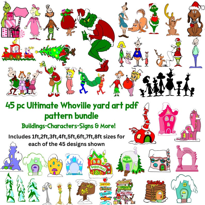 Huge Christmas Bundle 45 Items , Whoville, Whimsical , Seuss, Yard Art ...