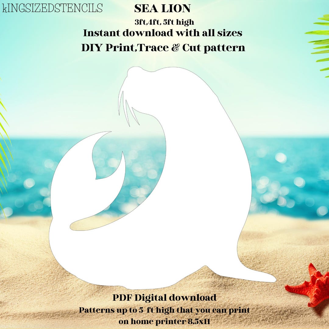 3ft to 5ft Sea Lion, Garden, Decor, Yard Art, Craft, Seal, Water, Decal ...