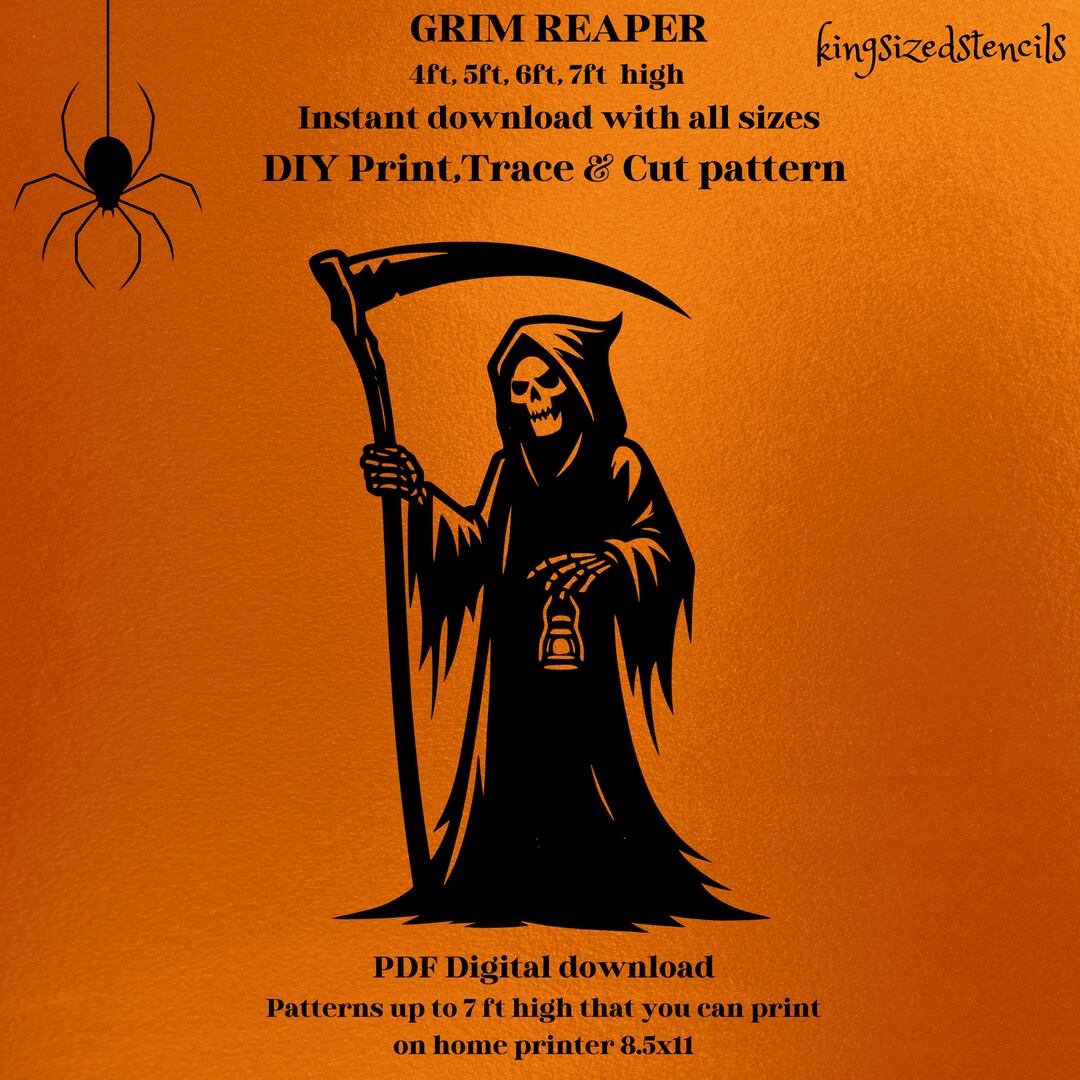 4ft to 7ft Grim Reaper, Decal, DIY, Backdrop, Yard Art, Wall Decor ...