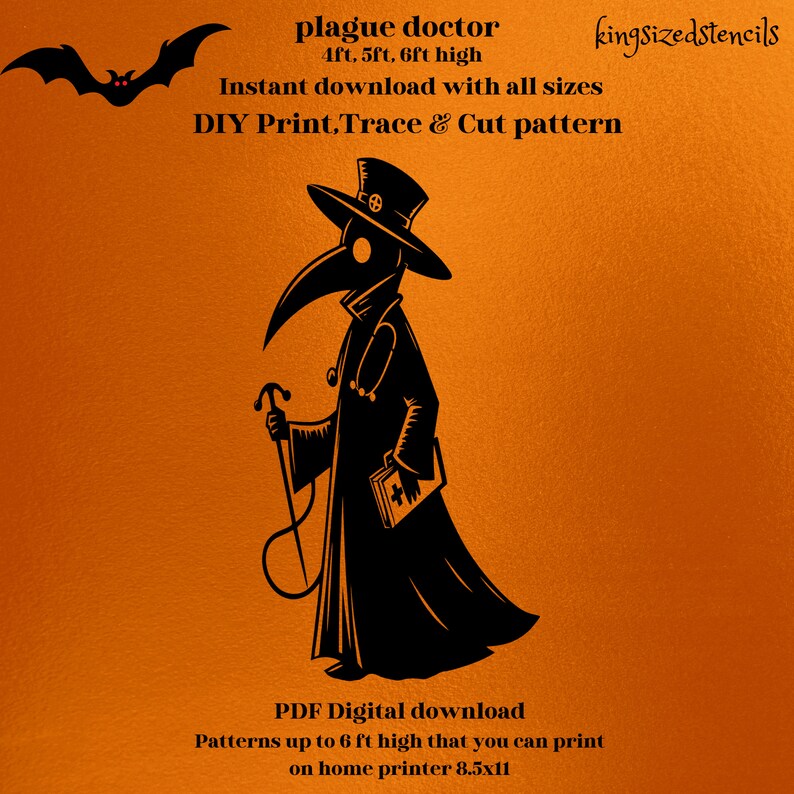 4 to 6ft Plague Doctor ,yard Art ,garden Decor, Decal, Shadow ...