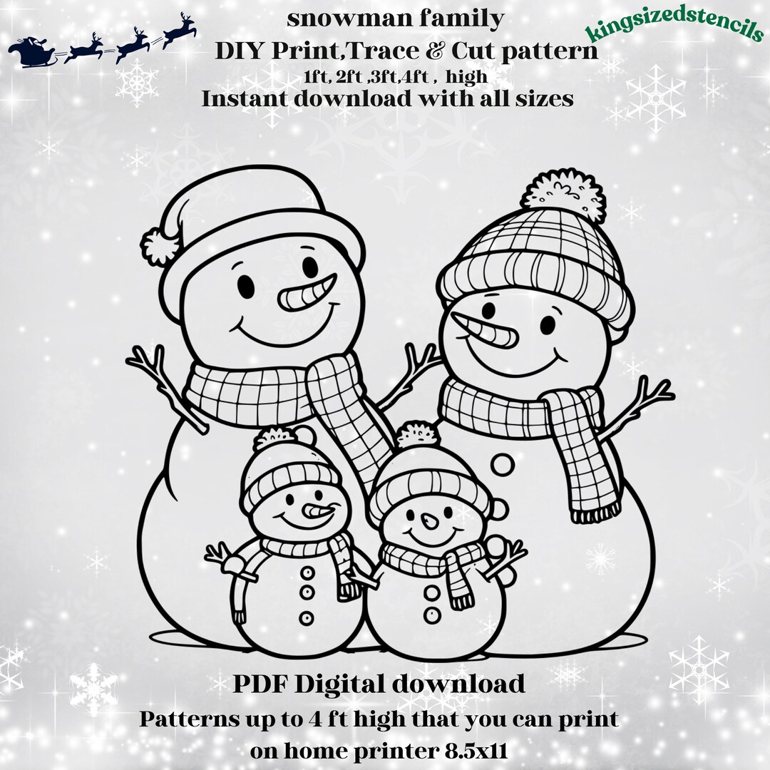 1 to 4ft High Snowman Family, Party Backdrop, Decoration, DIY ...