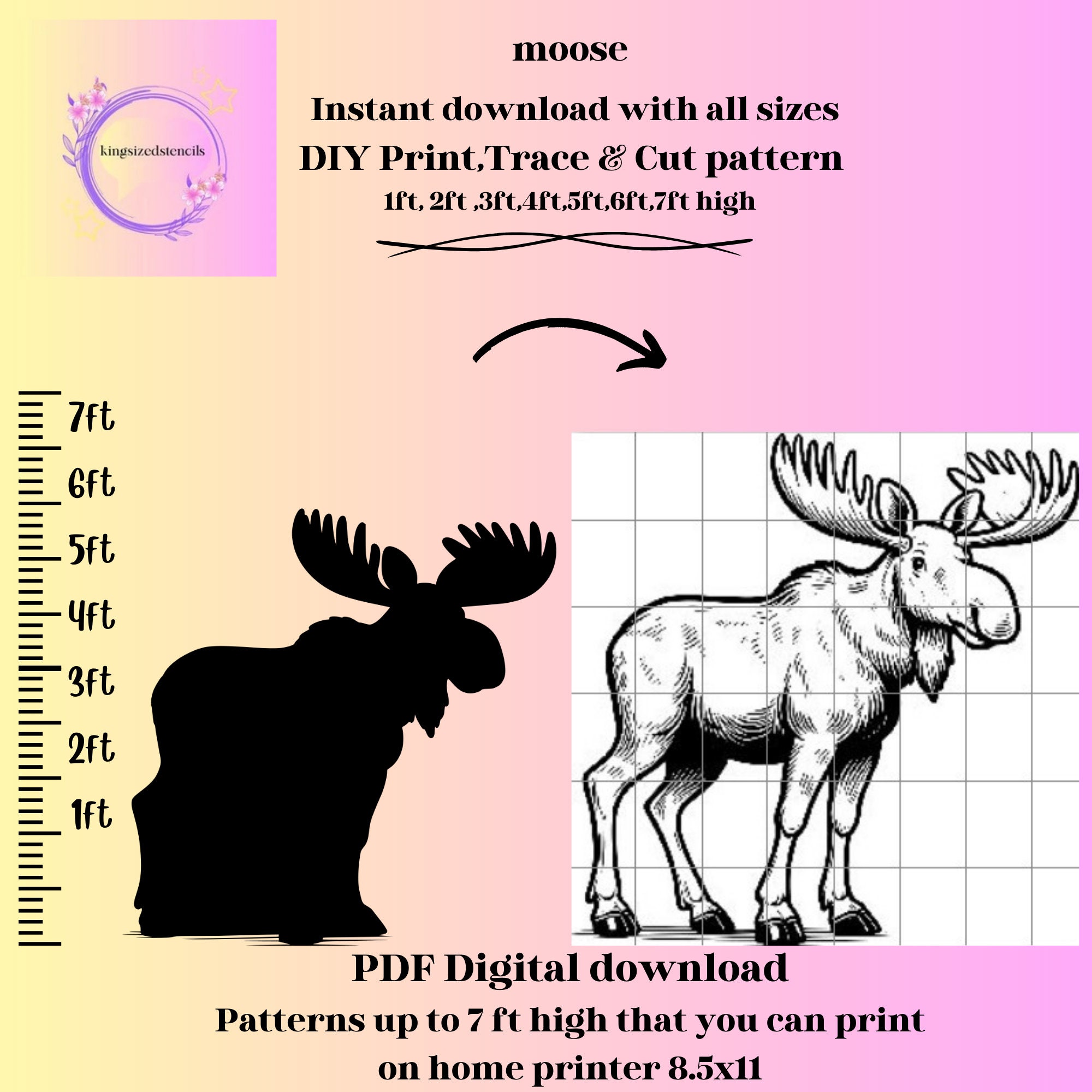 1 to 7 Ft Moose, Garden, Decor, Animal, Customize, Canada , Yard Art ...