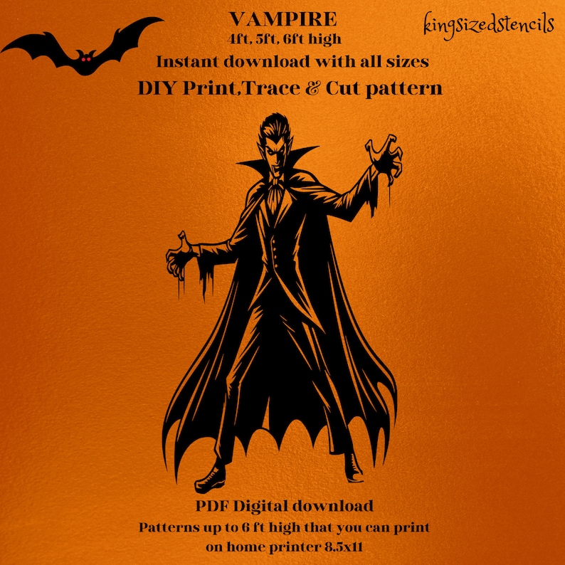 4 to 6ft Vampire ,yard Art ,garden Decor, DIY , Shadow Art, Halloween ...