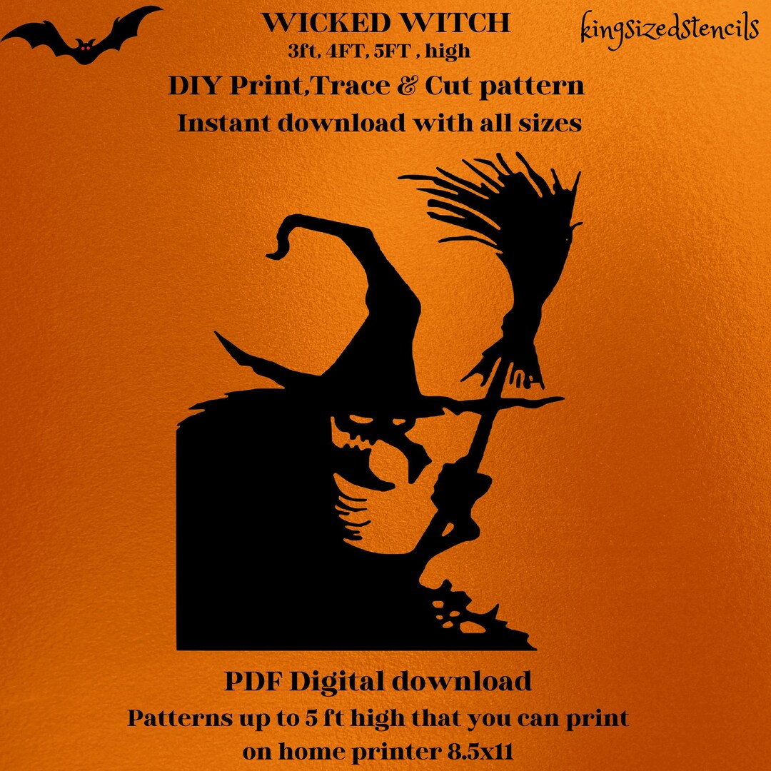 3ft to 5ft Wicked Witch , Decal, Party Backdrop, Decor, Halloween ...