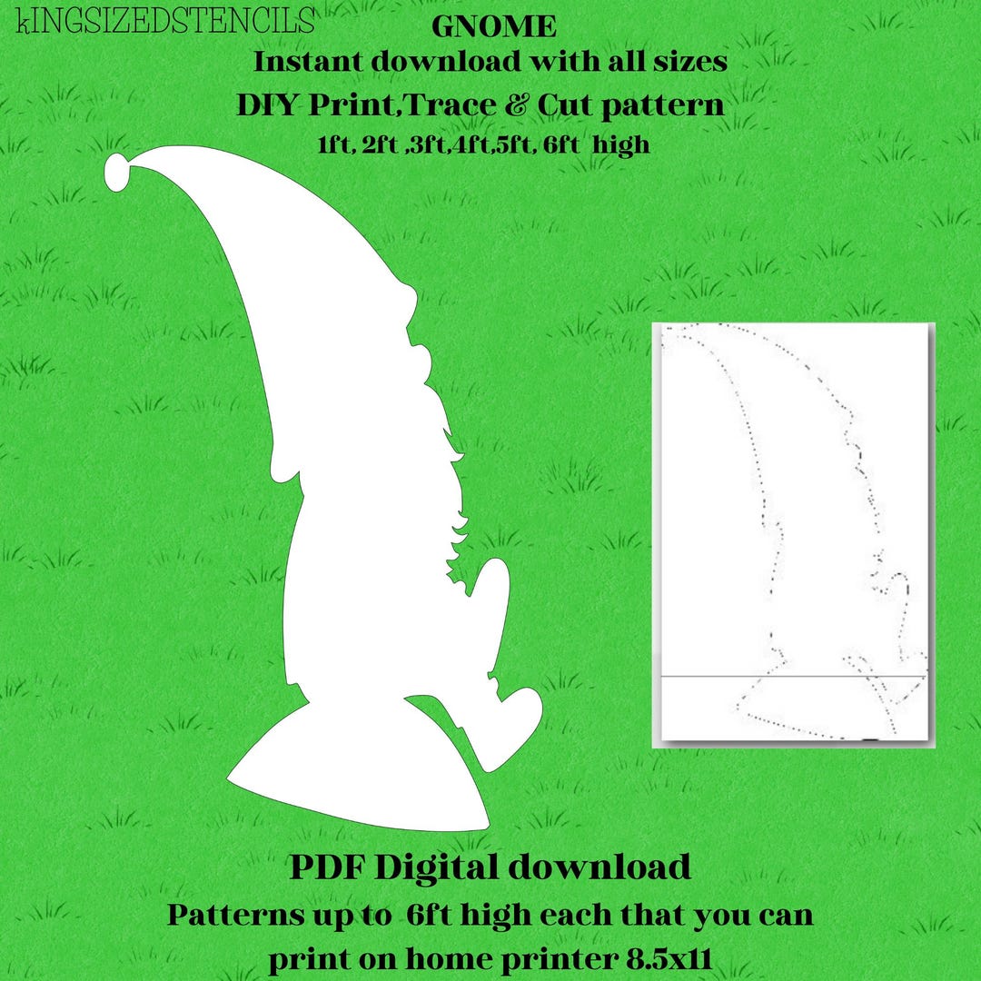 1ft to 5ft High Garden Gnome, Yard Art, Woodworking, Decal ...