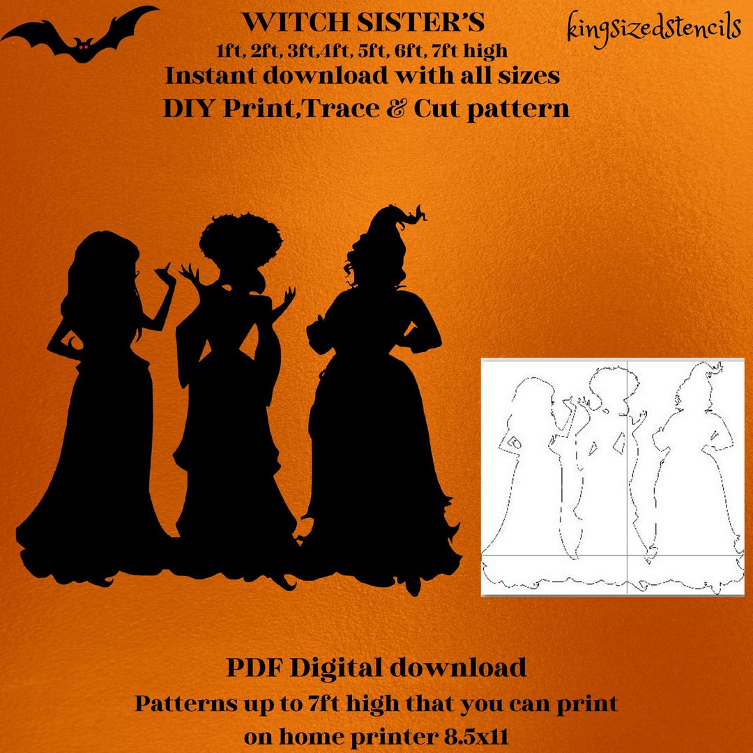 1ft to 7ft High Witches, Decal, Party Backdrop, Halloween, Decor ...