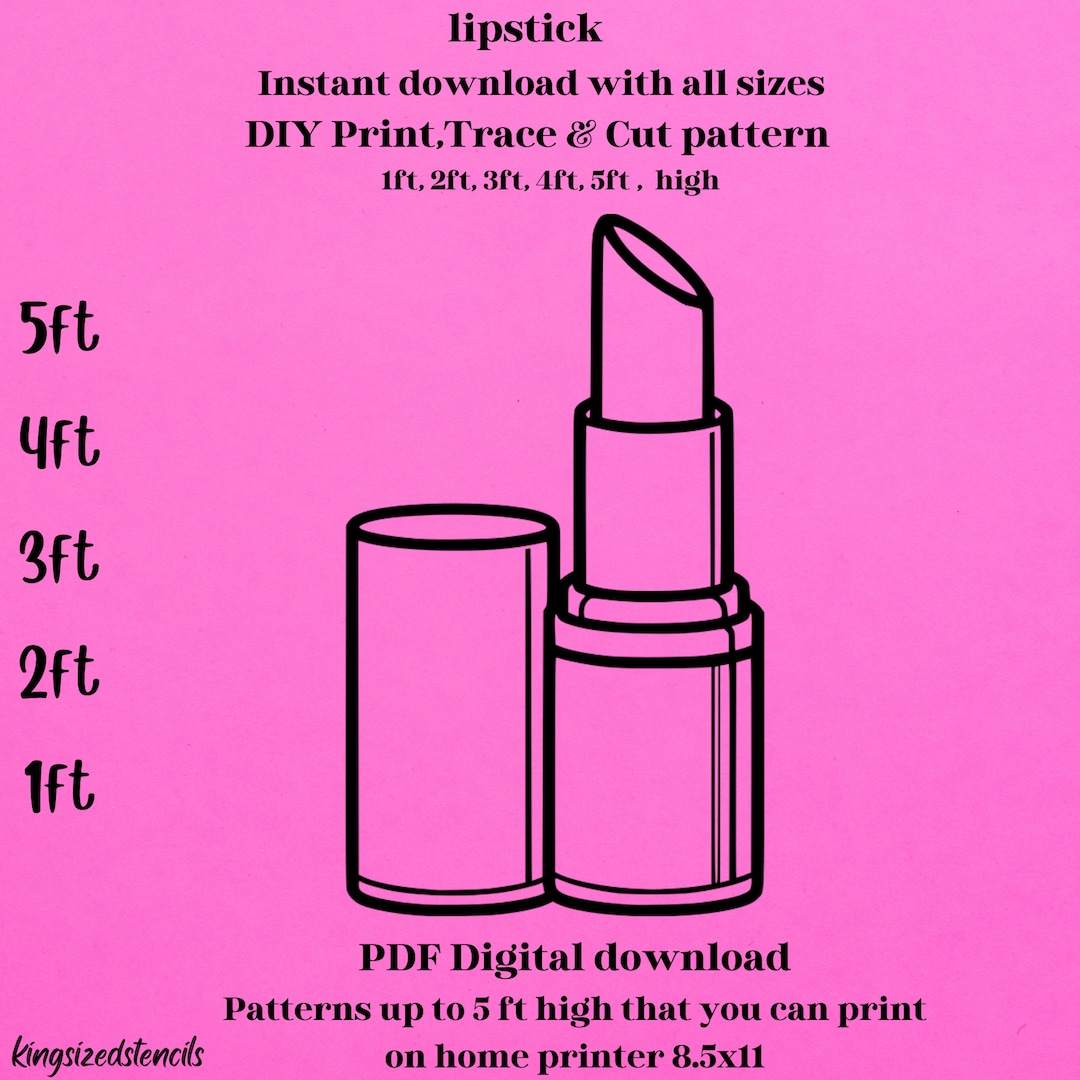 1 to 5ft Lipstick, Makeup , Decal, DIY, Party Backdrop, Wall Decor ...